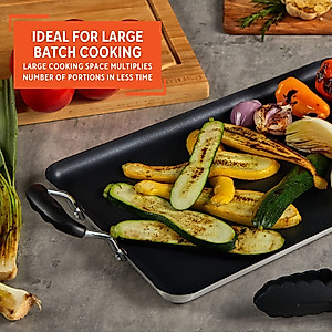 IMUSA USA, Black IMU-1812 Soft Touch Double Burner/Griddle, 20" X 12"