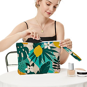 Fokongna Wet Bag, Wet Dry Bag, Makeup Bag, Toiletry Bag, Waterproof Large Capacity Travel Cosmetic Bag, Zipper Pouch for Women, Girls Mo Wife Sister Friends Baby Diaper Bag tropical palm leaf