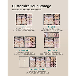 SONGMICS Drawer Organizer, Dresser Drawer Organizers, Set of 12, Foldable Fabric Storage Bins for Socks, Underwear, Bras, Ties, Scarves, Dove Gray URDZ006G02