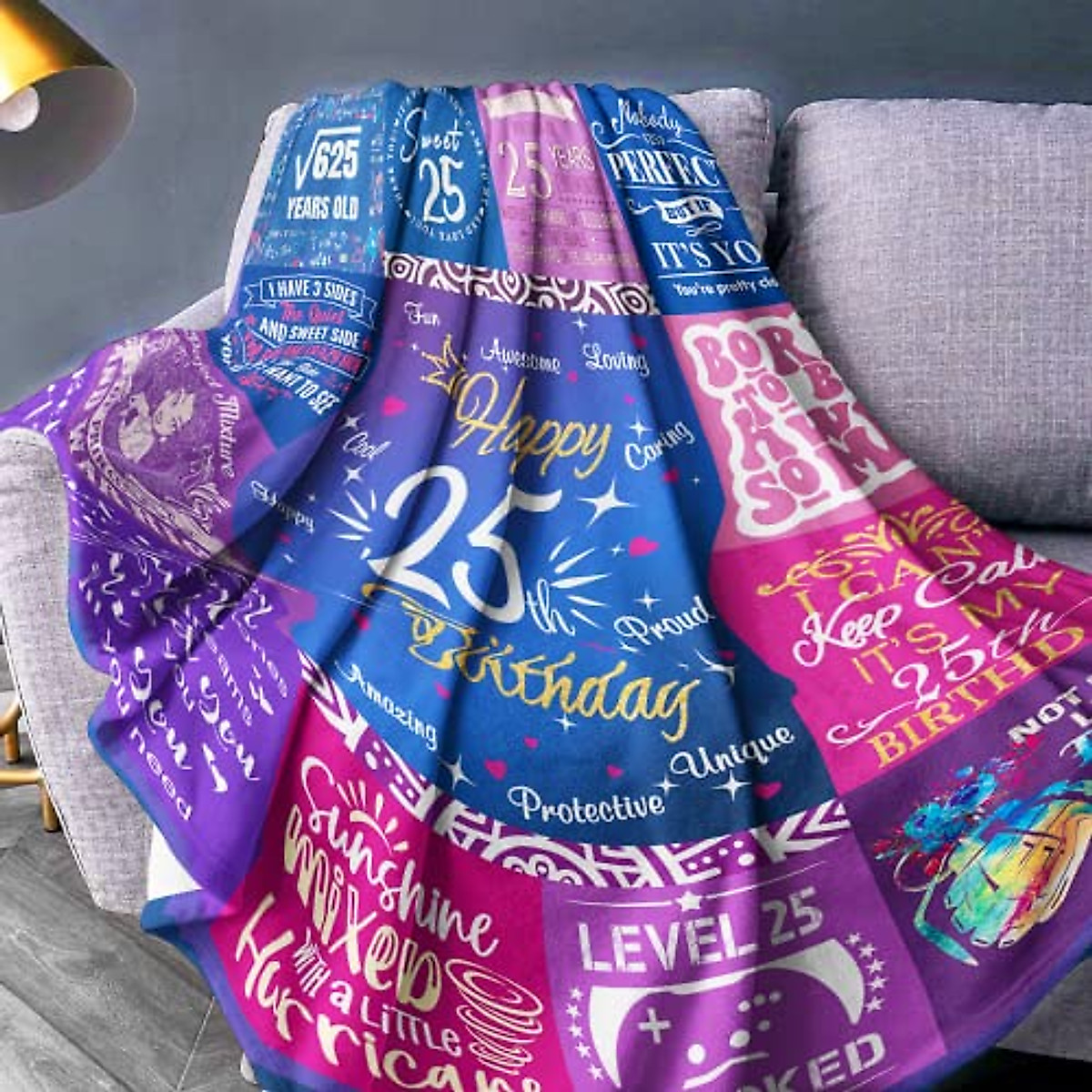 DULNYEI 25th Birthday Gifts for Women Blanket Happy 25th Birthday Gift for 25 Year Old Female 25th Birthday Decorations for Her Gifts for 25 Year Old Women Soft Throw Blanket Back in 1998-60x50 in