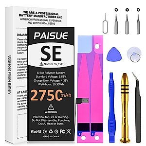 Battery for iPhone SE 2016 1st Generation, [2750mAh] Upgraded New Version High Capacity 0 Cycle Replacement Battery for iPhone SE First Gen Models A1662, A1723, A1724 with Professional Repair Tool Kit