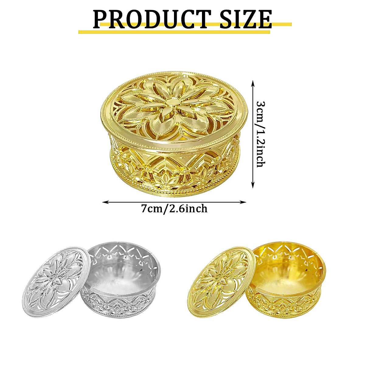 Kukiwhy 12 PCS Gold Silver Round Candy Boxes,Wedding Favor Boxes Candy Hollow Jars Candy Storage Boxes Gift Boxes for Wedding Baby Shower Christmas Birthday Party