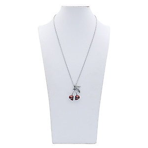 CONTROSE Jewelry Red Cherry Skull Necklace with Pendant (28" necklace - 316L Stainless Steel)