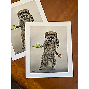 Cute Raccoon With a Broken Bottle and Chicken Leg Print