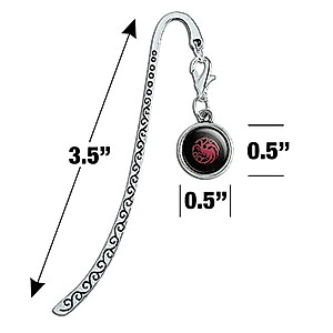 House of the Dragon Targaryen Sigil Scales Metal Bookmark Page Marker with Charm