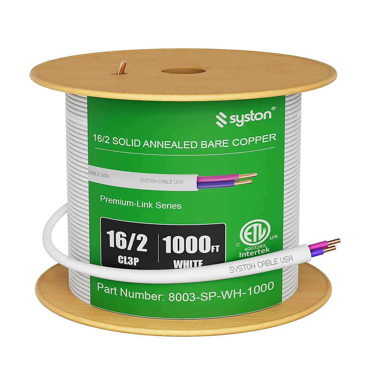 Syston Cable Technology 16/2 LED Lighting Dimmer Dimming Luminaire Control Wire Cable,16 AWG 2 Conductors Solid Bare Copper Unshielded Plenum Rated CMP CL3P FT6, for Ballast Wiring and Connection