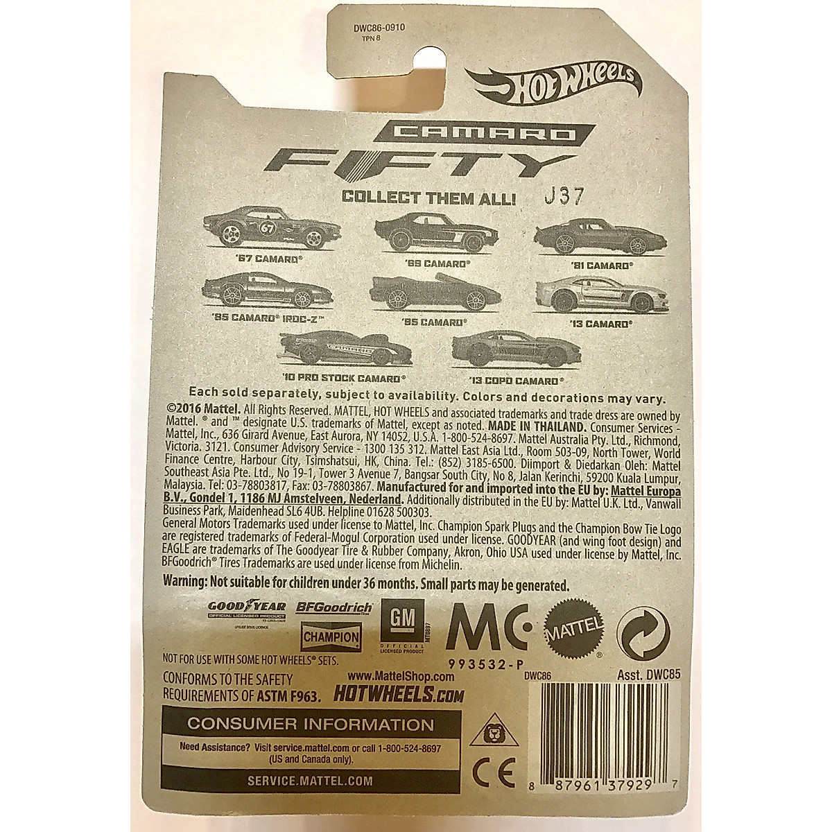 Hot Wheels Camaro Fifty 1967-2017 Exclusive 8 Car Set