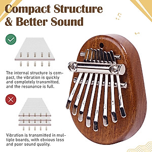 MOTZU Mini Kalimba, 8 Keys Finger Thumb Piano, Portable Mbira Solid Wood Finger Piano, Special Musical Instrument Gift for Kids, Adults, and Beginners