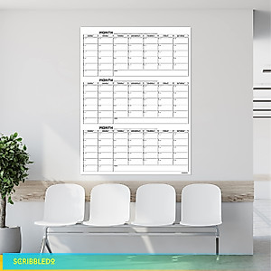 Large 36"x48" Quarterly White Board Calendar Dry Erase Calendar for Wall 3 Month Big Dry Erase Wall Calendar 2025 Monthly Dry Erase Board Planner Includes 6 Markers Eraser Push Pins & Mounting Tape