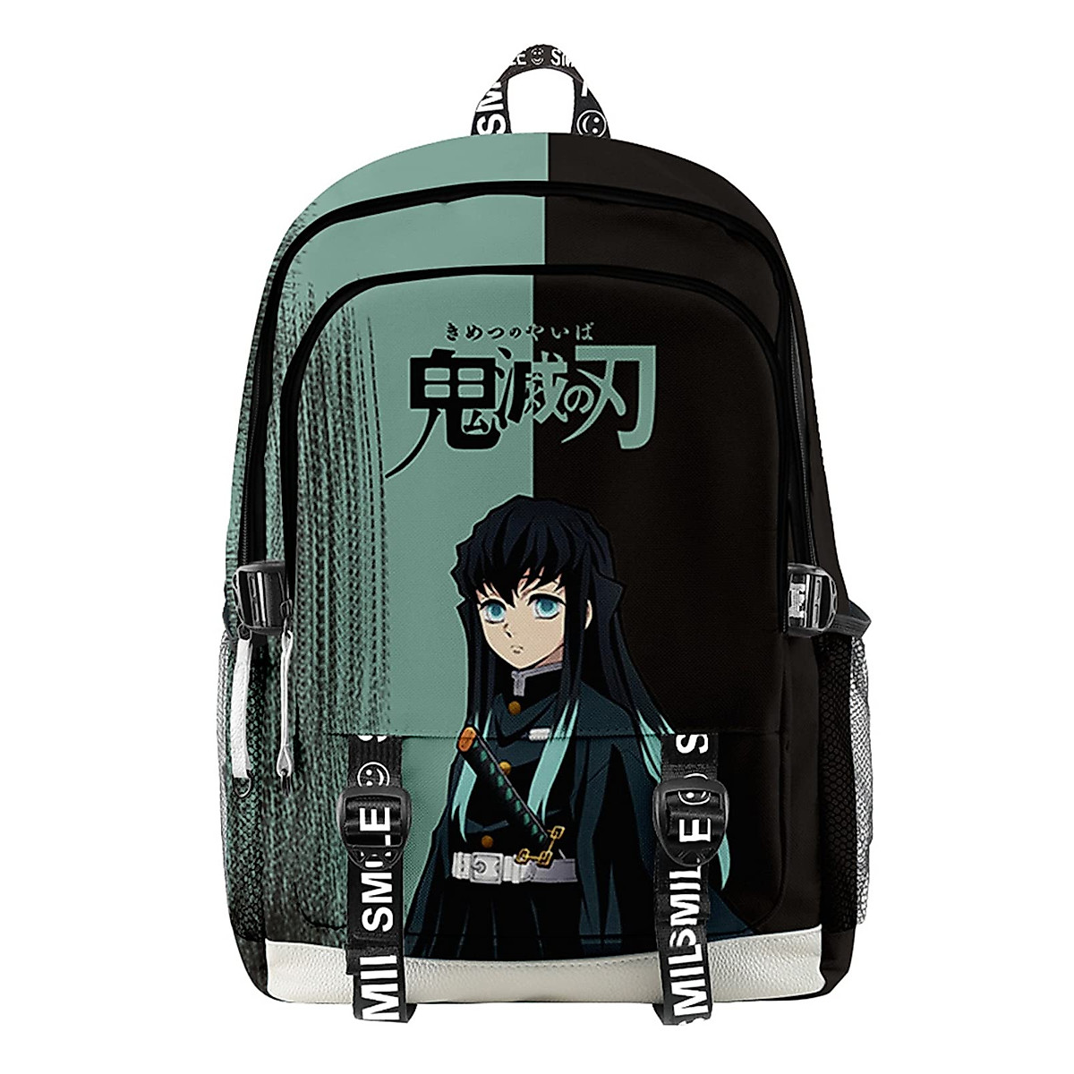HANDAFA Unisex Nezuko Print Backpack Set Manga Cosplay 3PCS Bag Shoulder Bag PencilBag Set(Muichirou)