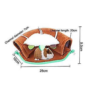 Honrane Pet Tunnel Collapsible Tube Toy Tunnel, Guinea Pigs Hammock Comfortable Breathable Hideout Tunnel Hamster Ferret Rat Nest Hanging Bed for Small Animal Coffee