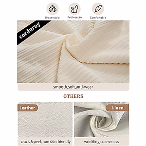 ASAHREE 72'' Corduroy Futon Convertible Sofa Couch,Comfy Sleeper Sofa Bed with Adjustable Backrest, Modern Futon Loveseat for Living Room, Bedroom, Office, Apartment, Dorm, White