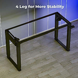 FitStand 4 Legs Standing Desk with Dual Motor, Large 63x30 inches Electric Adjustable Height Gaming Desk with Splice Board, Stand up Home Office Desk Computer Workstation,Black