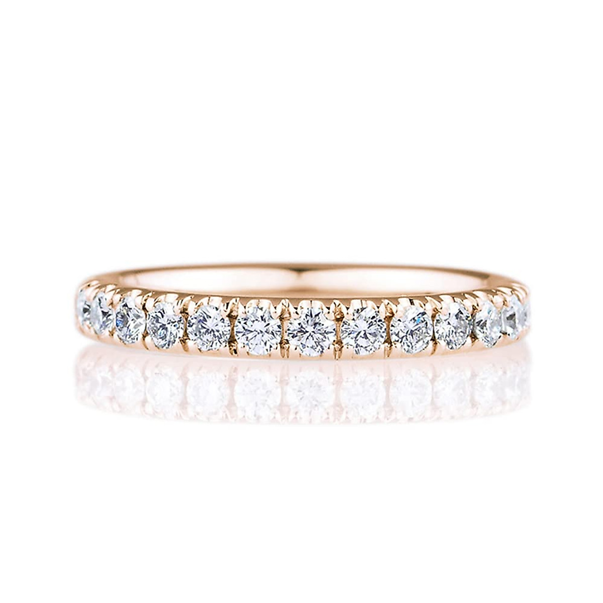 MRENITE Solid 10K/14K/18K Rose Gold 0.42 ct. t.w. Lab-grown Diamond Eternity Band for Women Round Diamonds Stackable Rings for Wedding Anniversary Engagement (D-F color, SI clarity)