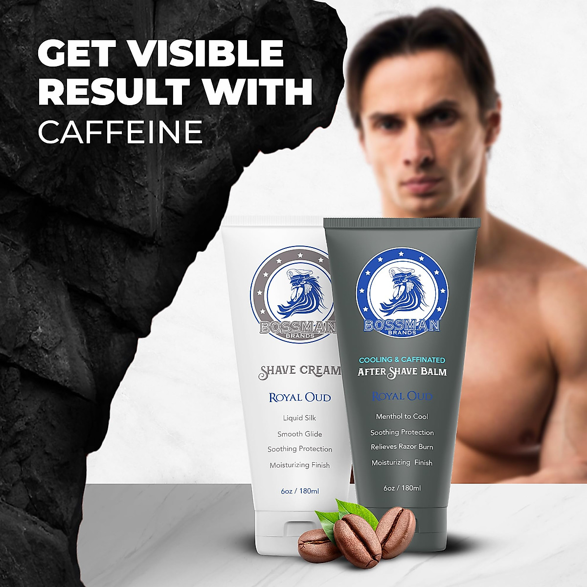 Bossman Liquid Silk Shaving Cream - Travel Shave Cream Sensitive Skin, Smooth Glide, Soothing Protection, Moisturizing Finish (Royal Oud Scent)