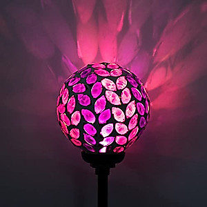 VCUTEKA Solar Path Lights Outdoor Decorative - Mosaic Solar Garden Stakes Light Waterproof LED Light for Landscape Lawn Patio Yard Driveway Decoration, Purple, 1 Pack