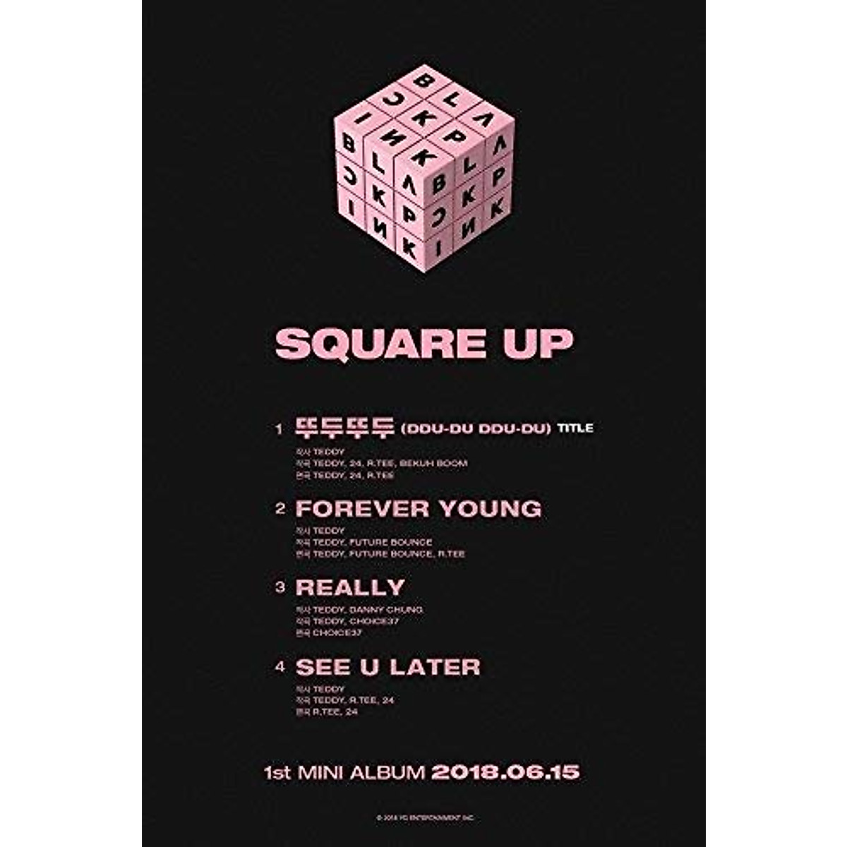 BLACKPINK - [Square Up] 1st Mini Album Black Ver CD+Booklet+PhotoCard+SelfieCard+Lennticular Lyrics+Postcard K-POP Sealed