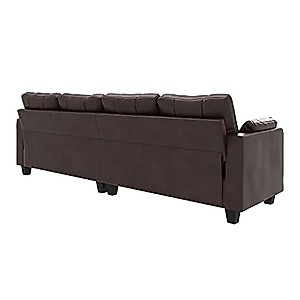 HONBAY Faux Leather Sectional Sofa Couch Reversible L Shaped Couch Sofa 4 Seat Sofa Sectional Couch for Small Apartment