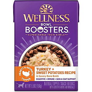 Aurora Pet Variety Pack (6) Wellness Bowl Boosters Hearty Wet Dog Toppers (2) Beef (2) Chicken (2) Turkey (5.5-oz Each) with AuroraPet Wipes