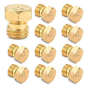 10Pcs Brass Jet Nozzle Propane Orifice Kit - Grill Replacement Parts High Pressure Nozzle Griddle Accessories Kit - Propane Burner Replacement Parts LP Gas Hose Nozzle Conversion Kit