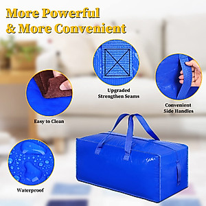8-Pack Extra Large Moving Bags, Heavy Duty Storage Bags w/Strong Handle & Zippers, Storage Tote for Space Saving, Alternative to Moving Boxes, Bags for Clothing Dorm Travel Packing Supplies (Blue)