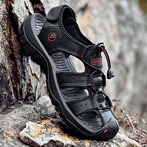 HYDLONGR Men's Women's Comfortable Outdoor Non-Slip Open-Toed Sports Sandals Wading Beach shoes Athletic Lightweight Hiking Sandals black5-8.5 Women/ 7.5 Men