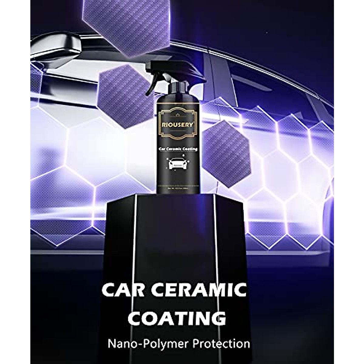 RIOUSERY Ceramic Coating for Cars, 10.2 Oz Car Wax Polish Spray Waterless Car Wash & Car Polish & Wax, The Ultimate Nano Ceramic Spray Protection for Car, Boat & Motorcycle for Easy Use