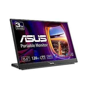 ASUS ZenScreen 16” 16:10 Portable Monitor (MB16QHG) - WQXGA (2560 x 1600), IPS, 120Hz, 100% DCI-P3, Eye Care, L-Shaped Kickstand, Tripod Mountable, USB-C, HDMI, DisplayHDR™ 400, 3-Year Warranty,Black