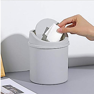 AKOAK 1 Pack Creative Small Desktop Trash Can Mini Clamshell Small Waste Paper Basket Household Plastic Storage Bucket Simple Compact Trash Can（Gray）