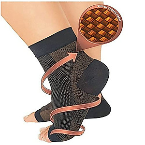SVDpirit Compression Foot Sleeves for Men & Women(1 Pair) BEST Plantar Fasciitis Socks for Plantar Fasciitis Pain Relief, Heel Pain, and Treatment for Everyday Use with Arch Support,Holds Shape & Better Than a Night Splint HJL004C (Large, Coppery)
