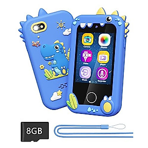 Kids Toy Smartphone, Gifts and Toys for Boys Ages 3-8 Years Old, Fake Play Toy Phone with Music Player Dual Camera Puzzle Games 8GB SD Card Touchscreen, Birthday, Kids Trip Activities