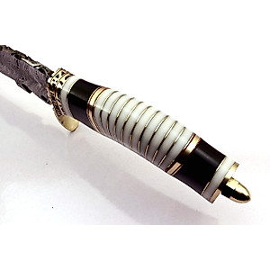 Skokie Knives Custom Hand Made Damascus Steel Hunting Fixed Blade Knife Handle Camel Bone with Brass Spacer