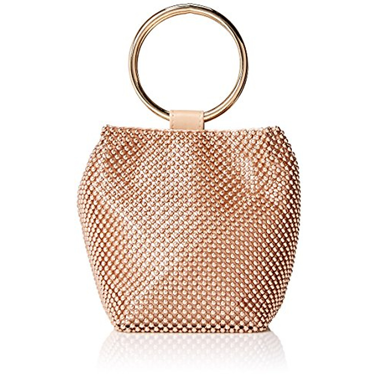 Jessica McClintock womens Jessica Mcclintock Gwen Ball Mesh Ring Wristlet Pouch Clutch Evening Bag, Rose Gold, One Size US