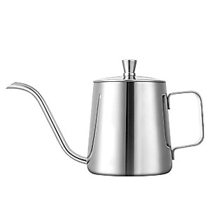 GWHOLE Small Pour Over Gooseneck Coffee Kettle Long Narrow Drip Spout Coffee Tea Pot for Stove Top - Silver, 350ML/12 Oz