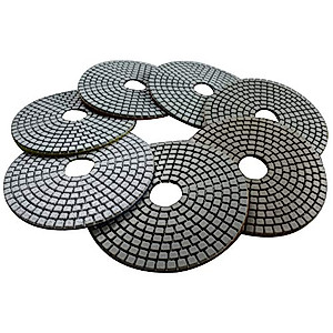 Konfor 5 Inch Wet Diamond Polishing Pads - 7 Piece Set for Marble Granite Concrete Countertop Glass Engineered Stone