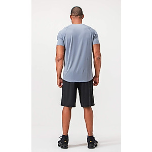 DEVOPS Men's 3-Pack Quick Dry Short Sleeve T-Shirt Sun Protection Running Athletic Workout Active Shirts (Medium, Charcoal/Navy/Steel)
