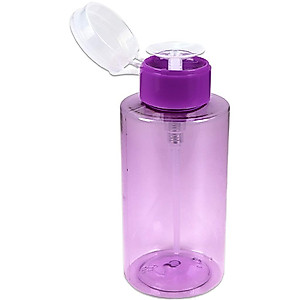 10oz PANA Purple Push-Down Dispenser Bottle - 1 Bottle - Empty Refillable Pump Bottle for Nail Polish Remover Liquid