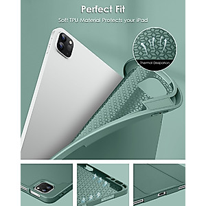 DTTO for iPad Air 13 Inch Case M3/M2 2025/2024, iPad Pro 12.9 Inch Case (6th/ 5th/ 4th/ 3rd Gen), Smart Slim Trifold Stand Soft Cover with Pencil Holder for iPad Air 13", Midnight Green