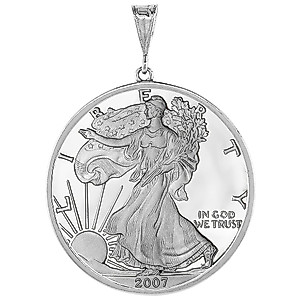 Sterling Silver Silver Eagle Bezel 41 mm Coins Prong Back Square Edge 1 oz Coin NOT Included