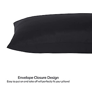 Microfiber Standard Pillowcase Set of 2 Black, Bed Pillow Covers, Ultra Soft (20 x 30) Inches, Solid Pillowcases with Open Closure, Machine Washable