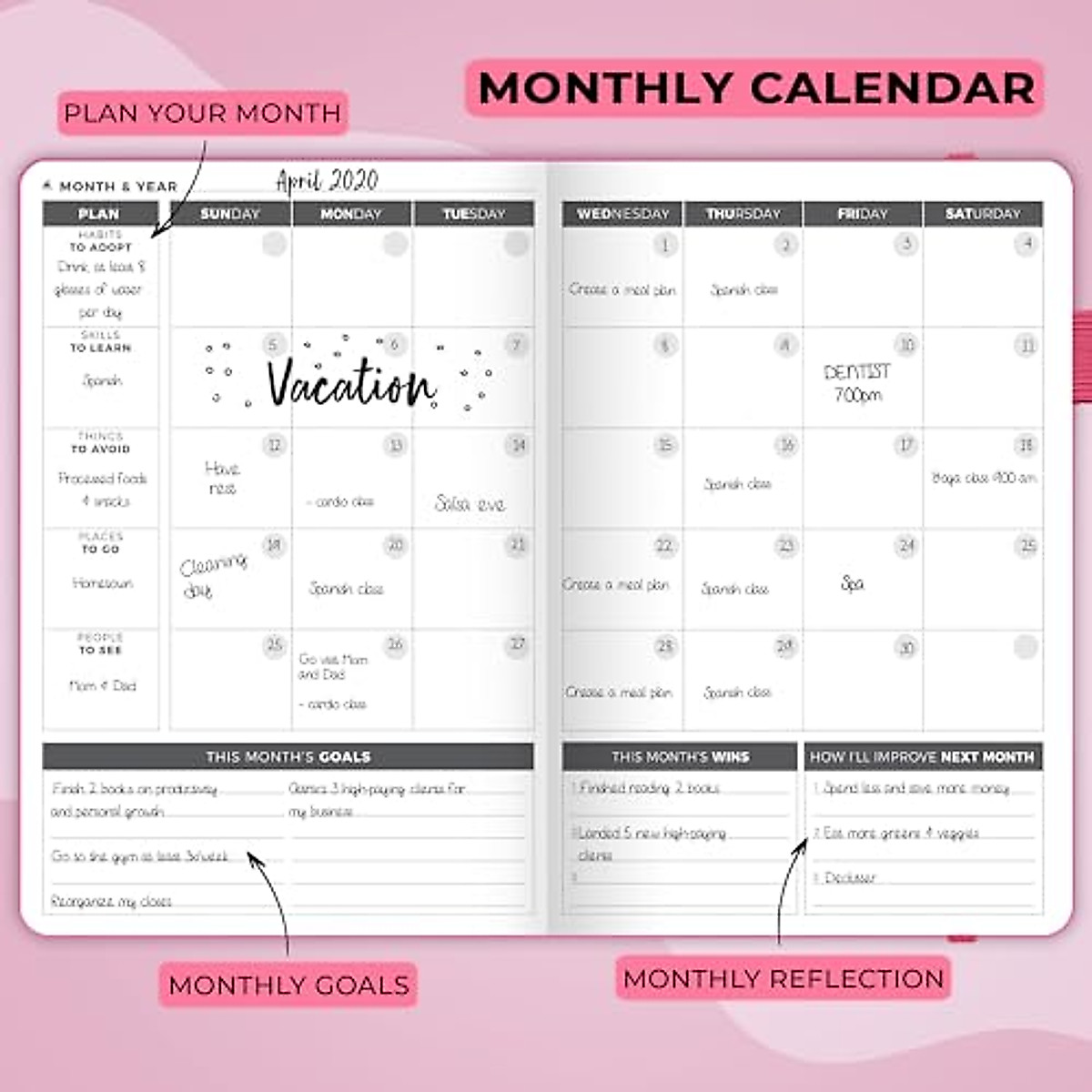 Clever Fox Planner – Undated Weekly & Monthly Planner for Productivity, Time Management & Goals – Organizer Journal – A5 (Hot Pink)