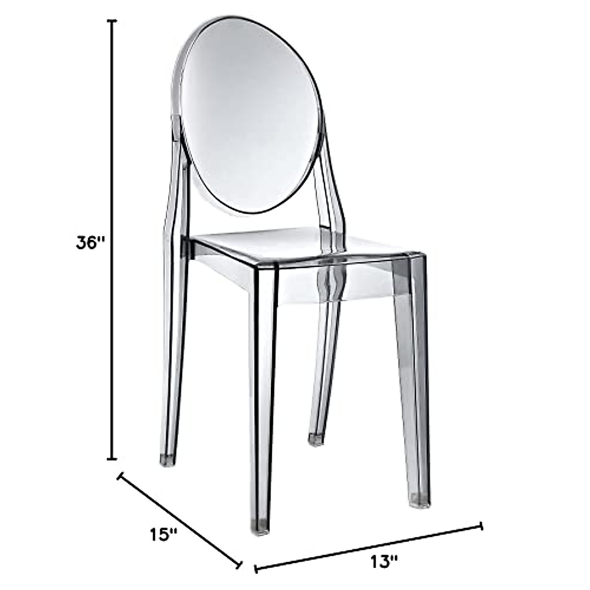 Modway Casper Modern Acrylic Stacking Two Dining Side Chairs in Smoke