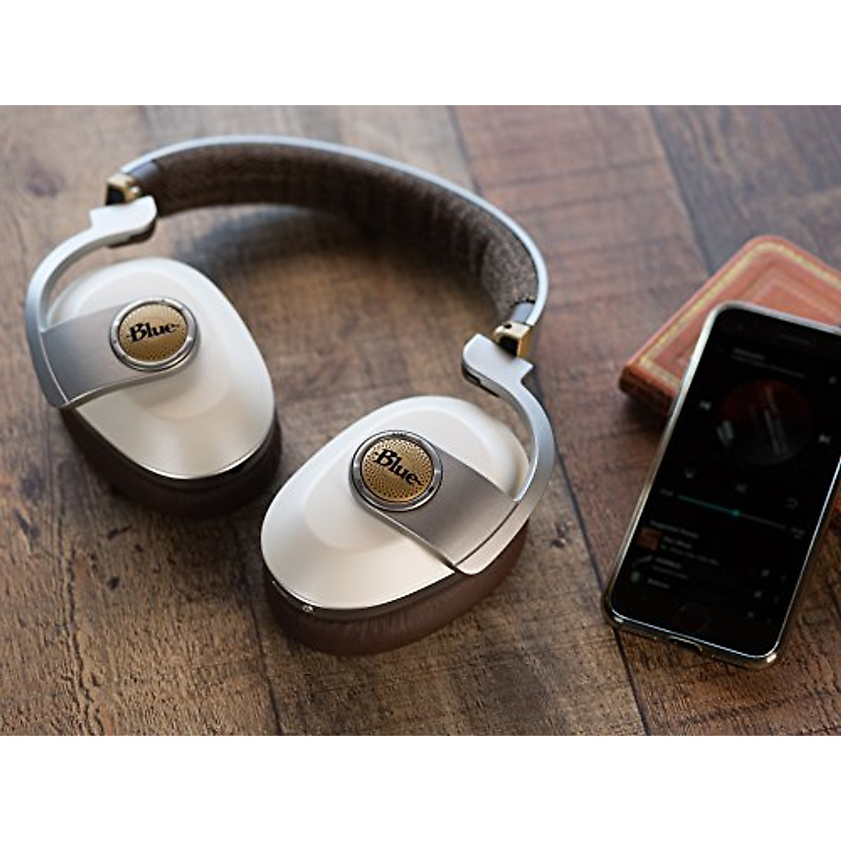 Blue Satellite Premium Wireless Noise-Cancelling Headphones with Audiophile Amp (White)