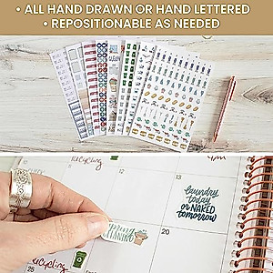 bloom daily planners Household Chores Planner Stickers -Essential Variety Pack for Home Productivity - To-Dos, Errands, Seasonal Tasks - 8 Sheets / 736 Stickers - Illustrated Icons & Quotes for Planning & Organization