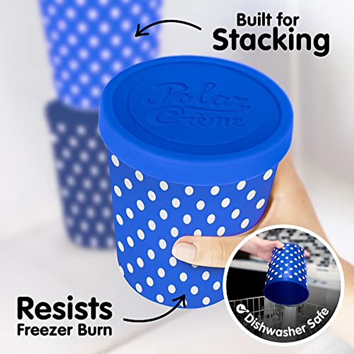 Polar Creme Ice Cream Containers for Homemade Ice Cream - 2 Containers - 1.5 Quart Each