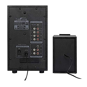 Be Free Sound 5.1 Channel Surround Sound Bluetooth Speaker System in Red with Remote Control, FM Radio, 4" Amplifier, 2.5" Speakers, Black