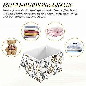Steering Wheel Anchor Storage Bins with Lids for Organizing Lidded Home Storage Bins with Handles Oxford Cloth Storage Cube Box for Toys