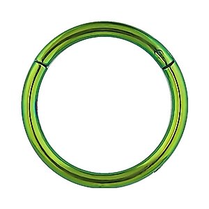Forbidden Body Jewelry 16G 8mm Surgical Steel Hinged Seamless Hoop Body Piercing Ring, Green