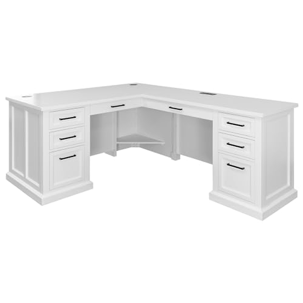Modern Wood L-Desk & Return Writing Table & Return Office White