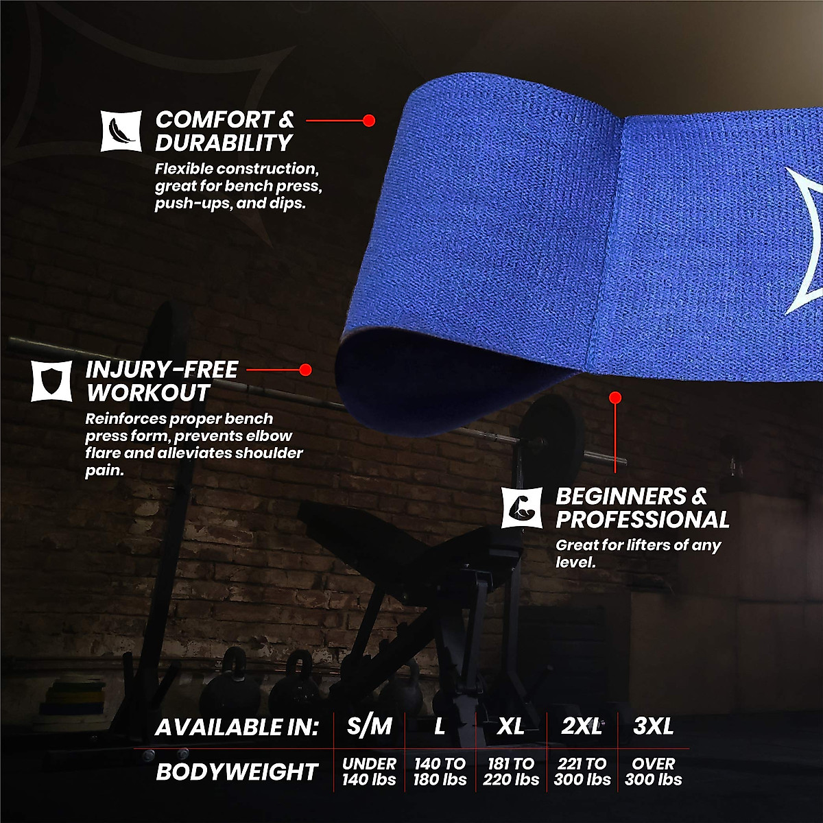 Sling Shot Mark Bell Reactive Exercise Assistance Workout Band for Men and Women to Assist with Bench Press, Dips, and Push Ups – (Level 2 Tension) (XL)